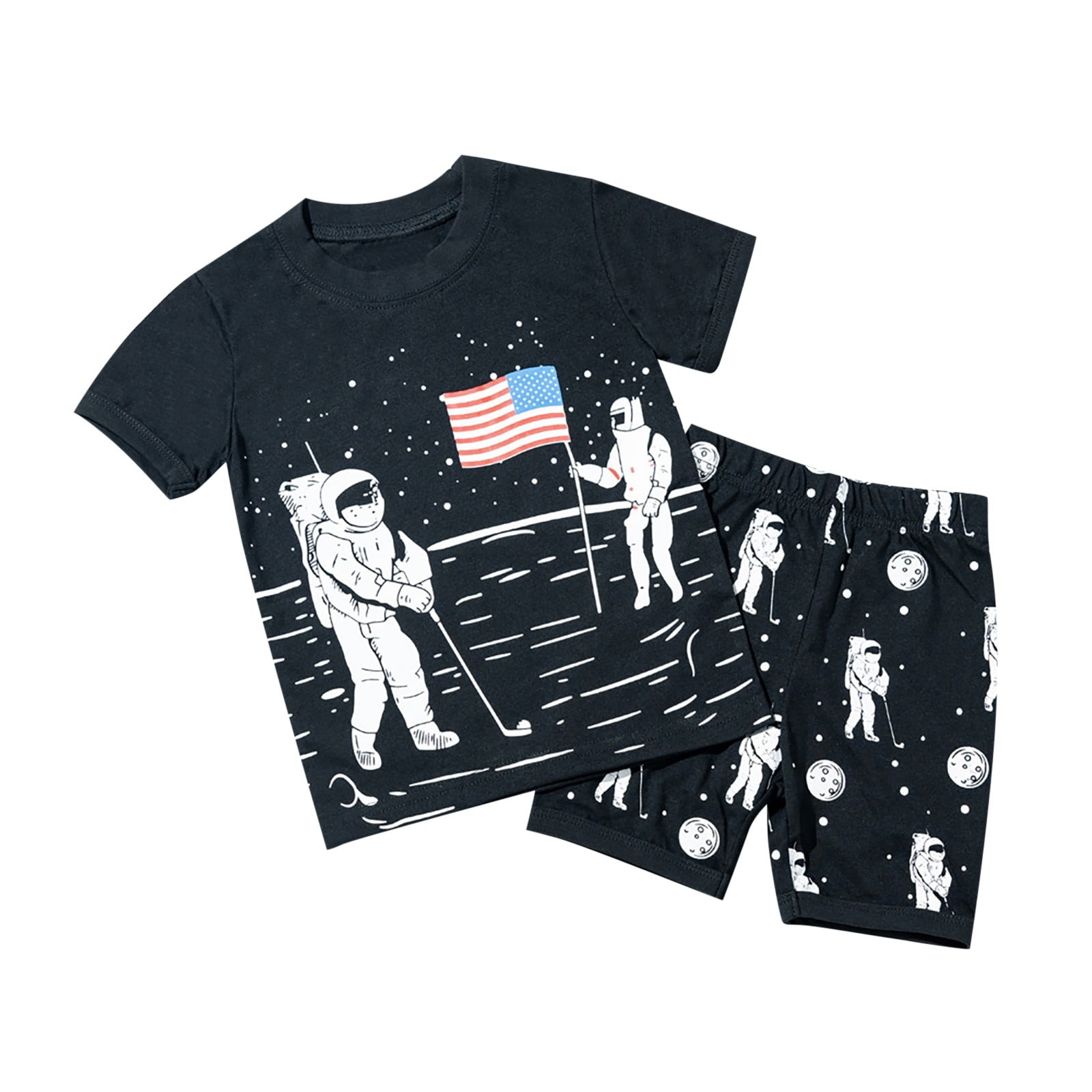 Bjutir Kids Boys Outfit Set Graphic Print Short Sleeve Crew Neck Shirt ...