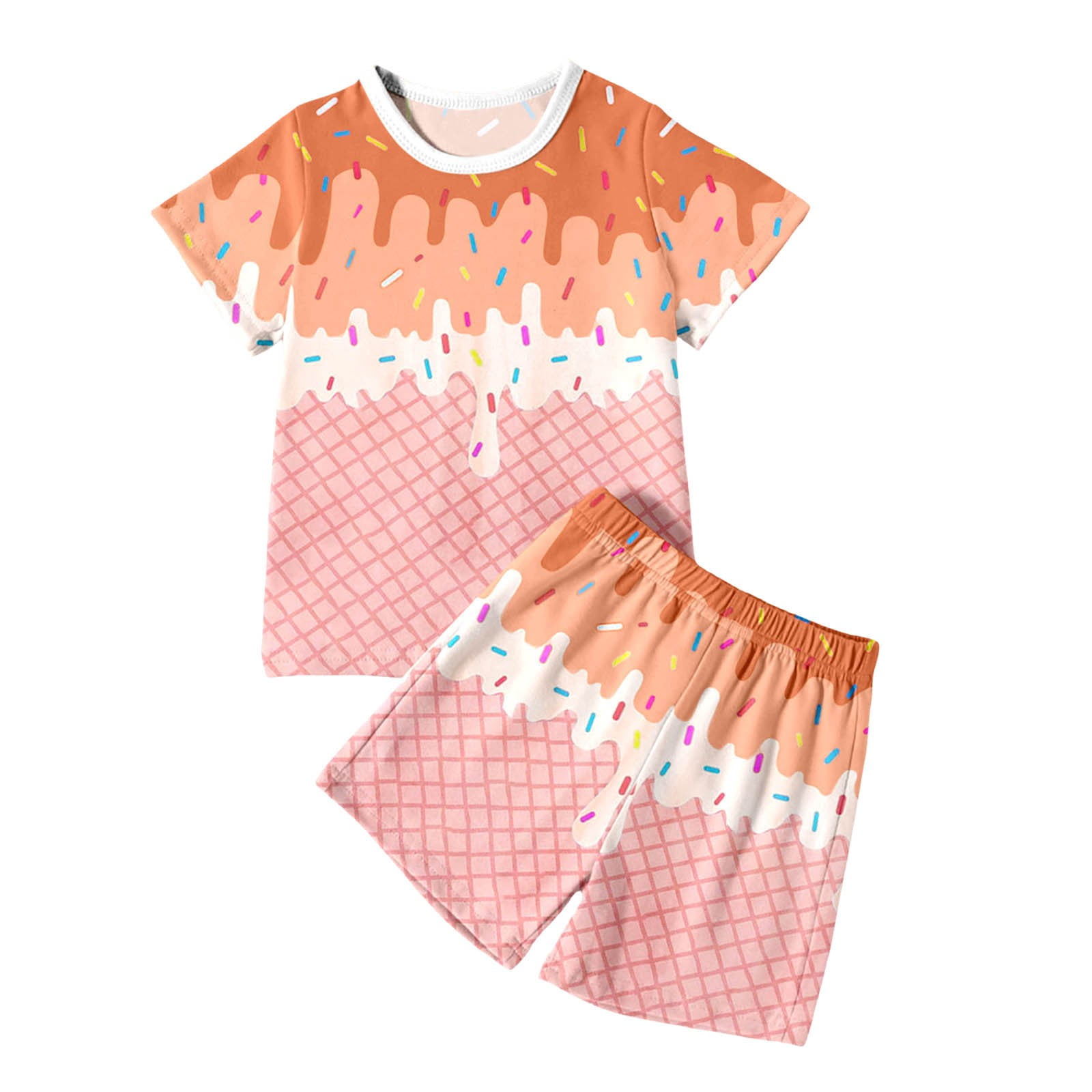 Bjutir Kids Boys Outfit Set Icecream Print Short Sleeve Crew Neck T ...