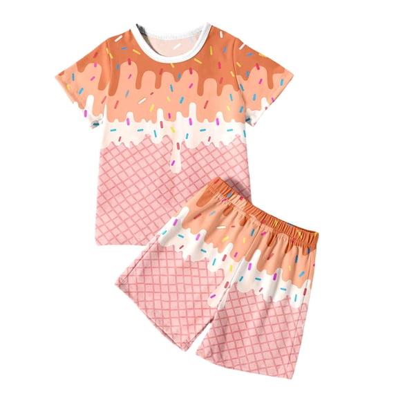 Bjutir Kids Boys Outfit Set Icecream Print Short Sleeve Crew Neck T ...