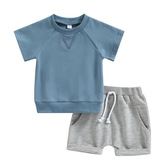 Bjutir Kids Boys Outfit Set Solid Color Short Sleeve Crew Neck Shirt ...