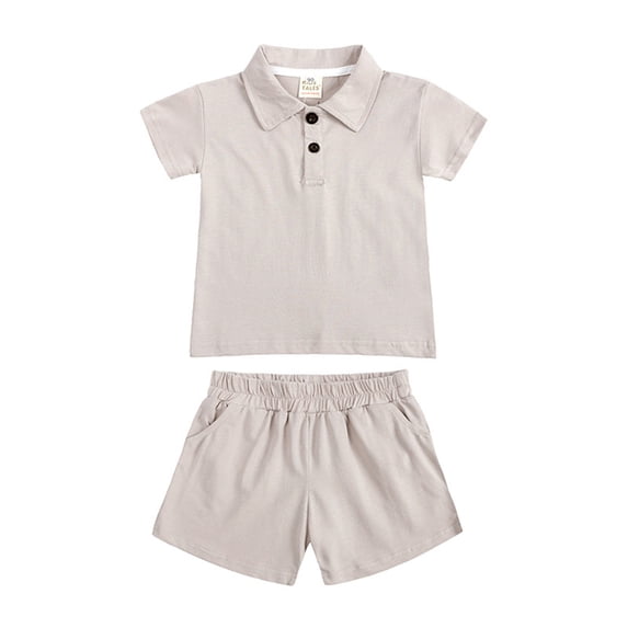 Bjutir Kids Boys Outfit Set Solid Color Short Sleeve Lapel Neck Shirt ...