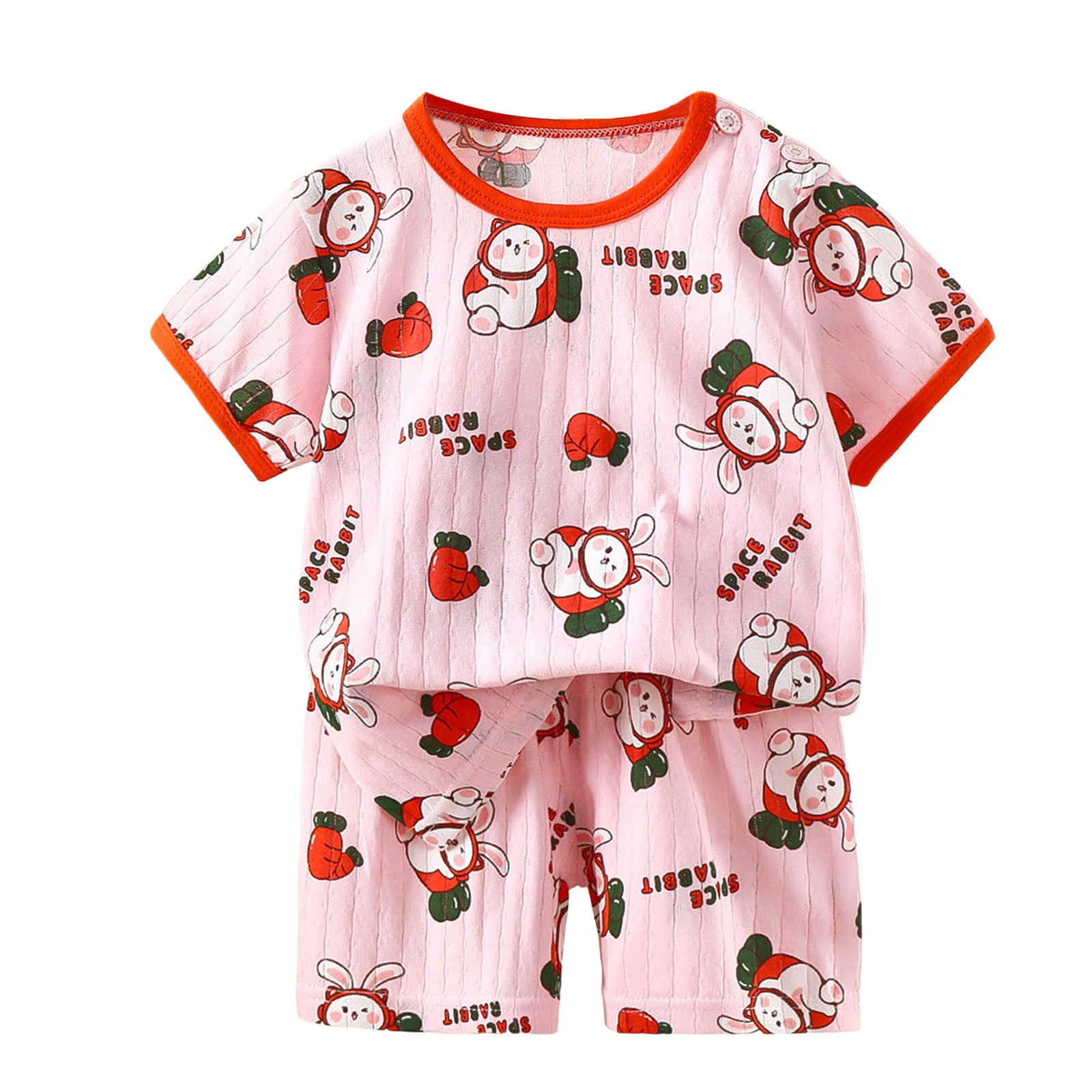 Bjutir Kids Girls Outfit Set Cartoon Print Short Sleeve Crew Neck Shirt ...