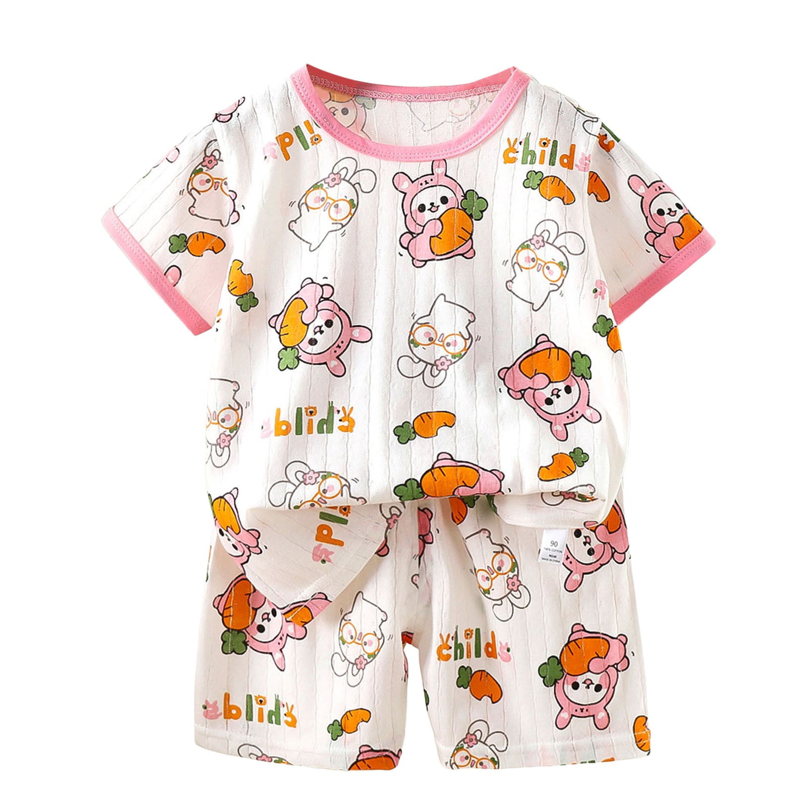 Bjutir Kids Girls Outfit Set Cartoon Print Short Sleeve Crew Neck Shirt ...
