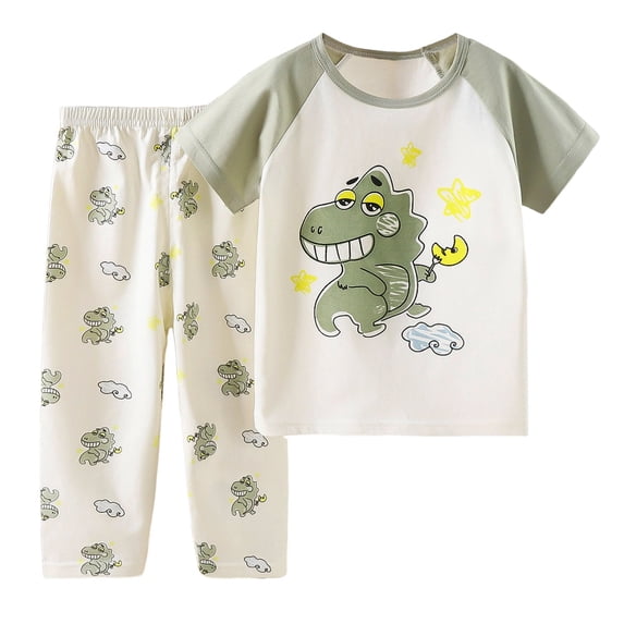 Bjutir Kids Girls Outfit Set Cartoon Print Short Sleeve Crew Neck T ...