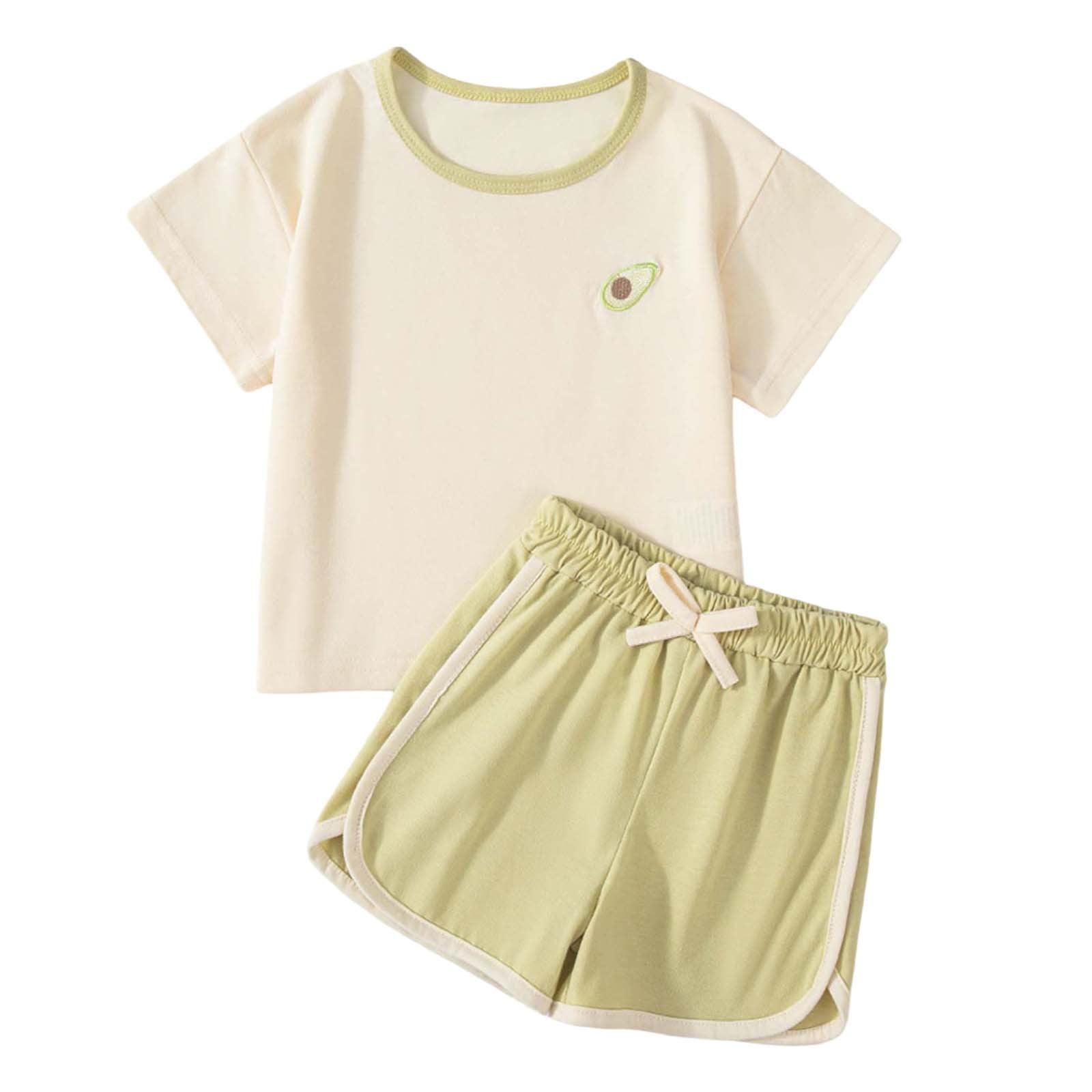 Bjutir Kids Girls Outfit Set Cartoon Print Short Sleeve Crew Neck T ...