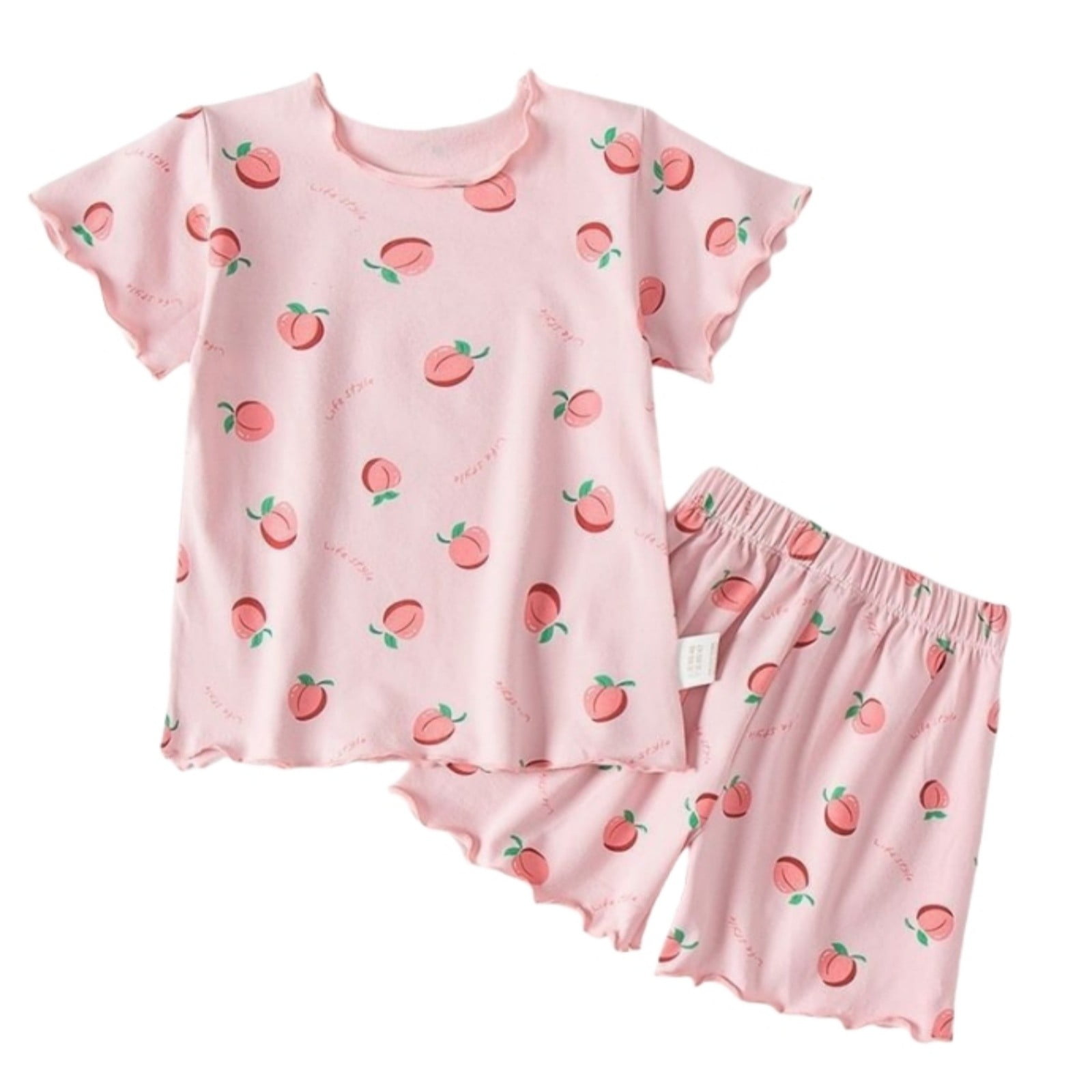 Glisme Kids Girls Outfit Set Fruit Print Short Sleeve Crew Neck Shirt ...