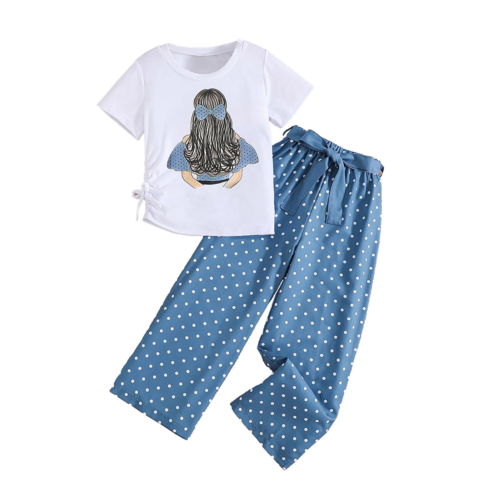 Bjutir Kids Girls Outfit Set Graphic Print Short Sleeve Crew Neck T ...