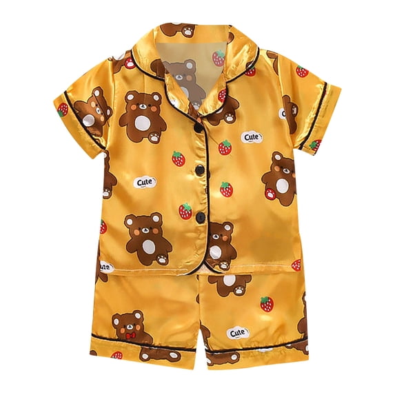Bjutir Kids Girls Outfit Set Graphic Print Short Sleeve Lapel Neck ...