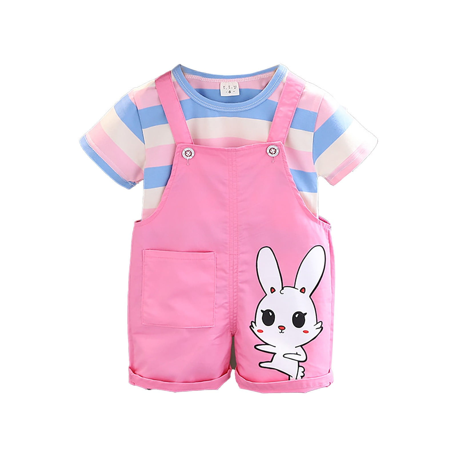 Bjutir Kids Girls Outfit Set Stripe Print Short Sleeve Crew Neck Shirt ...
