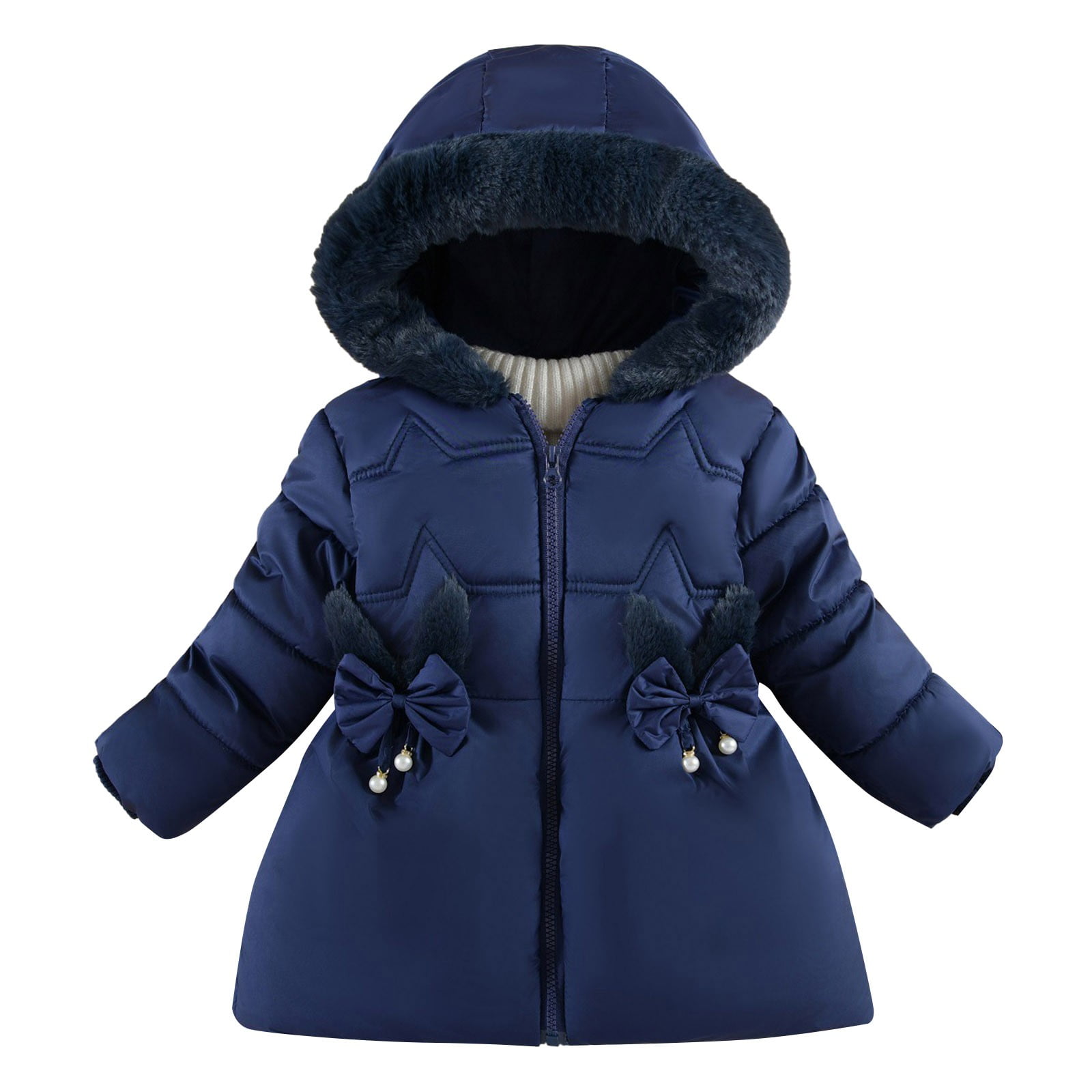 Bjutir Kids Winter Coat Girls Solid Color Long Sleeve Coats Hooded ...