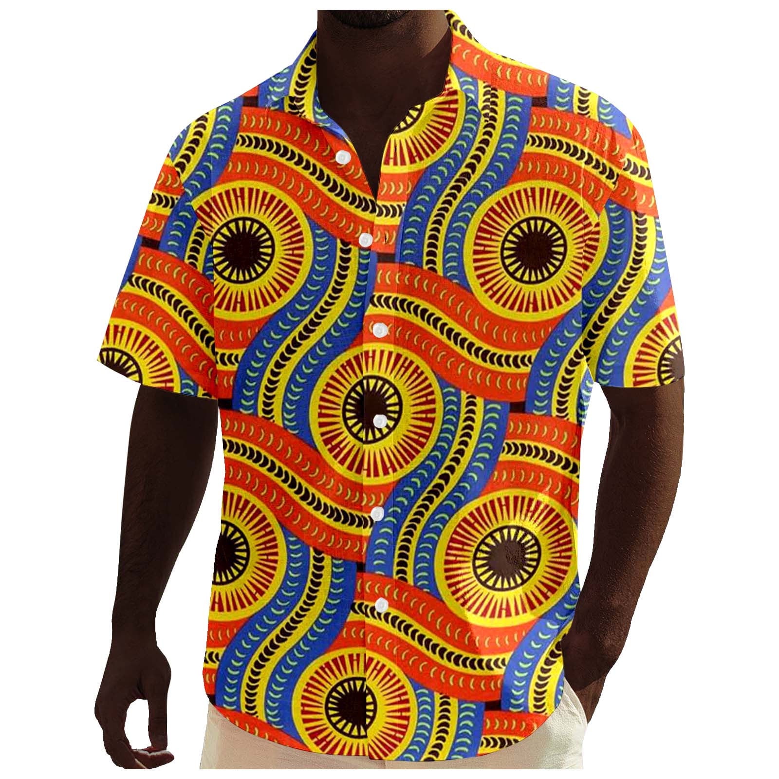 Bjutir Men Shirts Short Sleeve African Dashiki Traditional Style Shirt ...