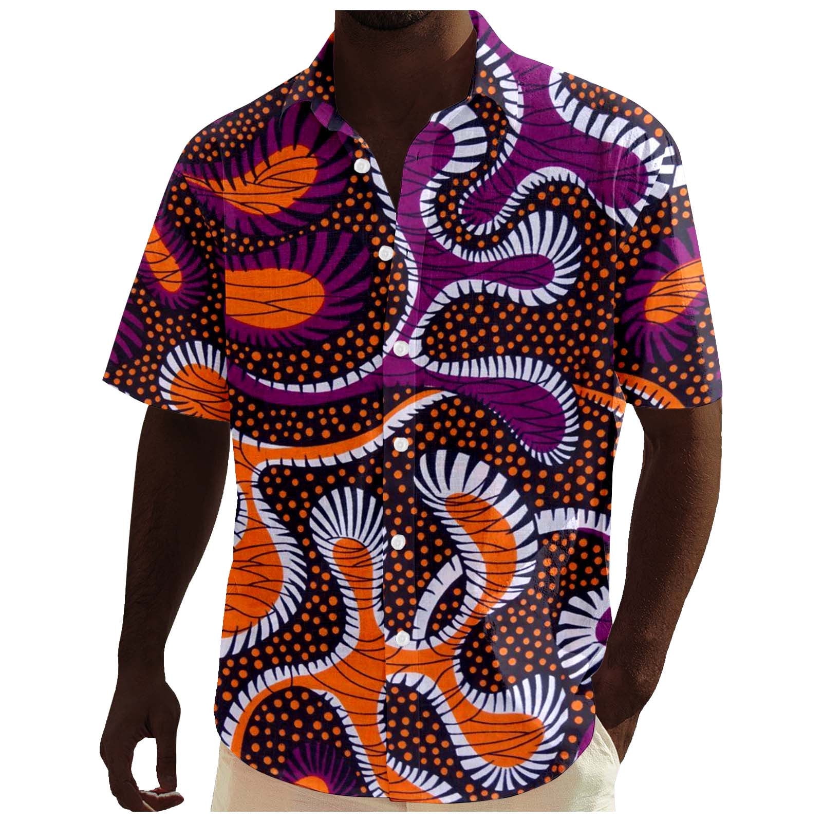 Bjutir Men Shirts Short Sleeve African Dashiki Traditional Style Shirt ...