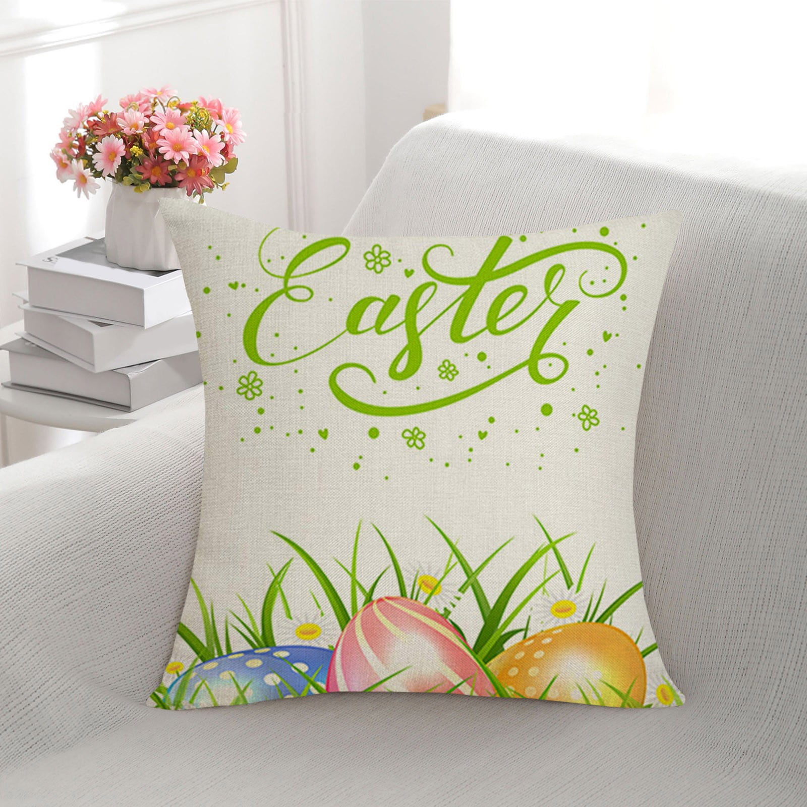 Bjutir New Easter Cartoon Pillow Linen Pillow Cover Bedroom Sofa ...