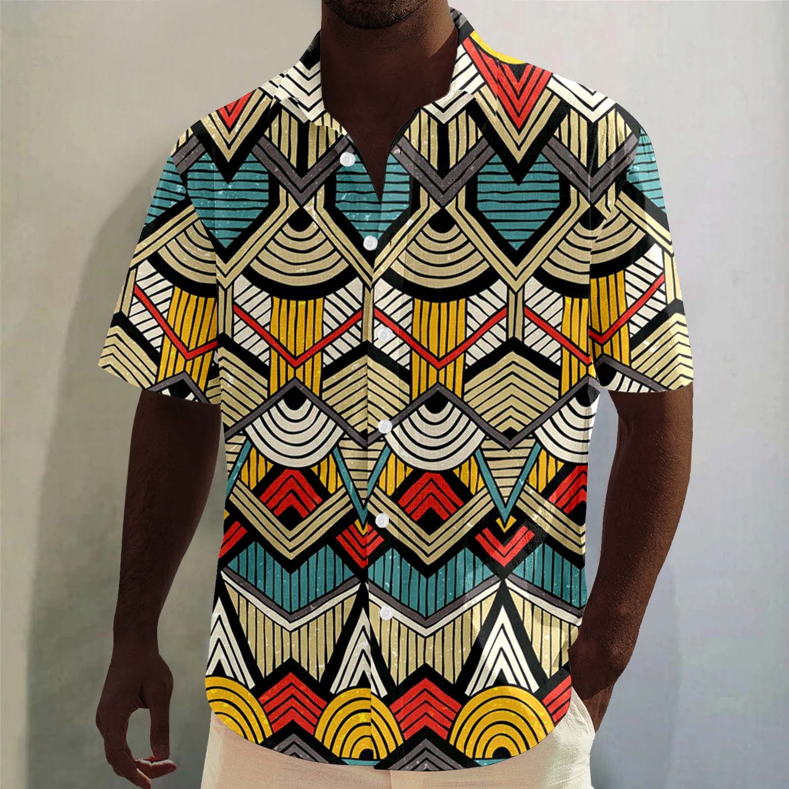 Bjutir Shirts For Men Short Sleeve African Dashiki Traditional Style ...