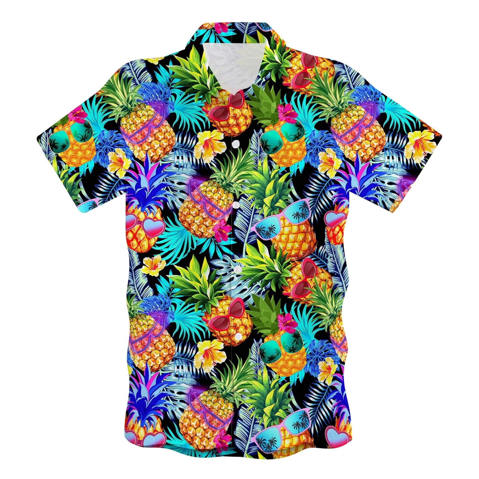 Bjutir Summer Boys Shirts Pineapple Cartoon Print Short Sleeve Lapel ...