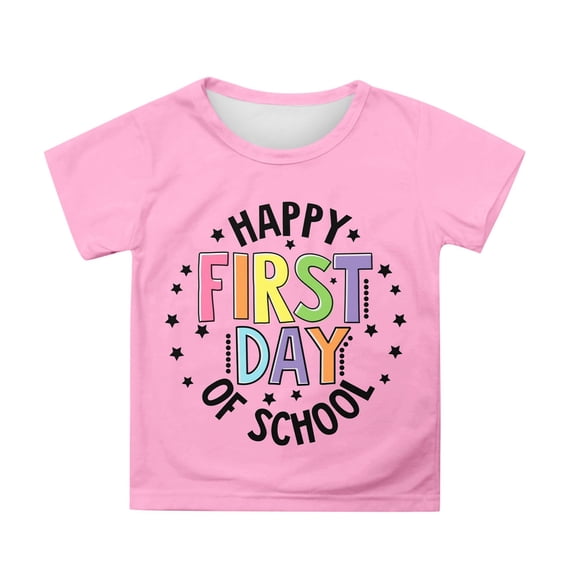 Bjutir Summer Girls Shirts Cartoon Letter Print Short Sleeve Crew Neck ...