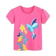 Bjutir Summer Girls Shirts Floral Bird Print Short Sleeve Crew Neck T ...
