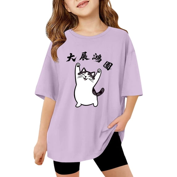 Bjutir Summer Girls Shirts Graphic Print Short Sleeve Crew Neck T ...