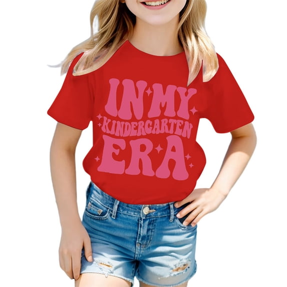 Bjutir Summer Girls Shirts Letter Print Short Sleeve Crew Neck T-Shirts ...