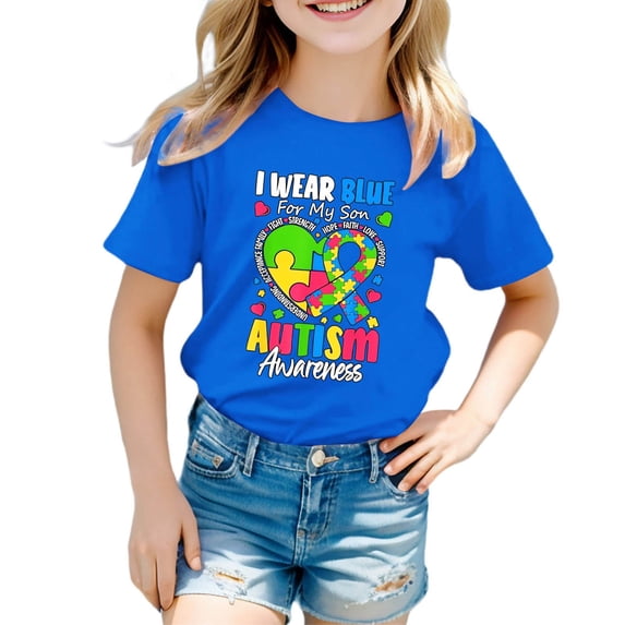 Bjutir Summer Girls Shirts Letter Print Short Sleeve Crew Neck T-Shirts ...