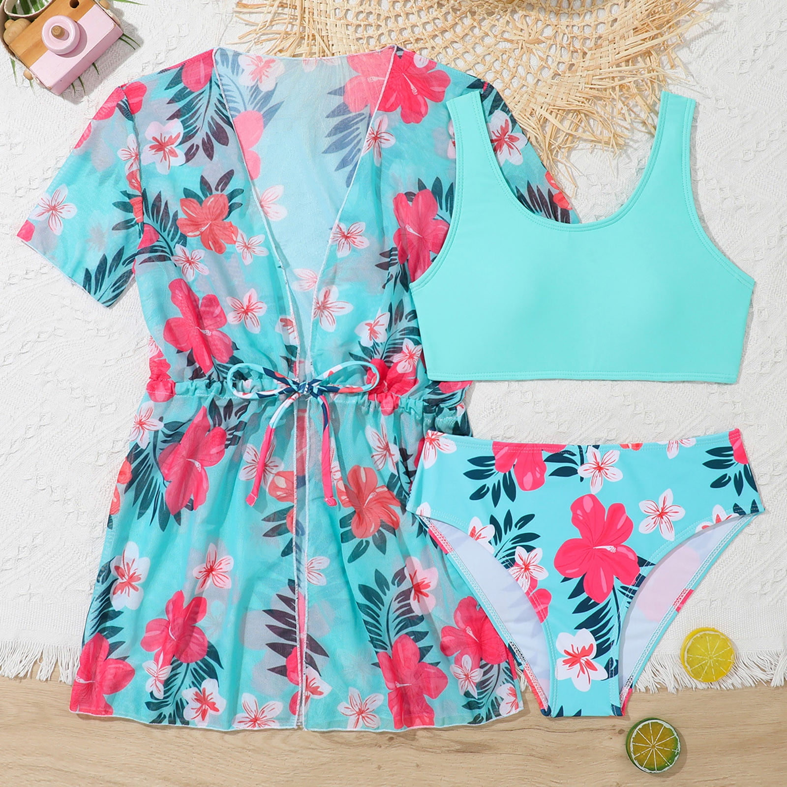 Bjutir Summer Girls Swimsuit Size 13-14 Years 3 Piece Bikini Set Cute ...