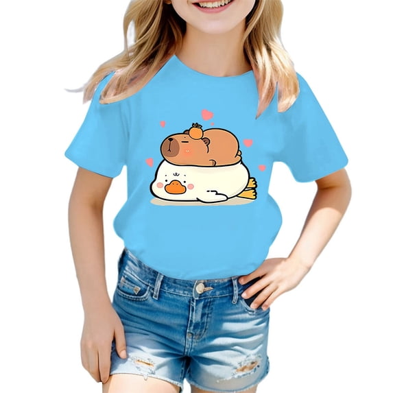 Bjutir T-Shirts For Girls Cartoon Print Short Sleeve Crew Neck Shirts ...