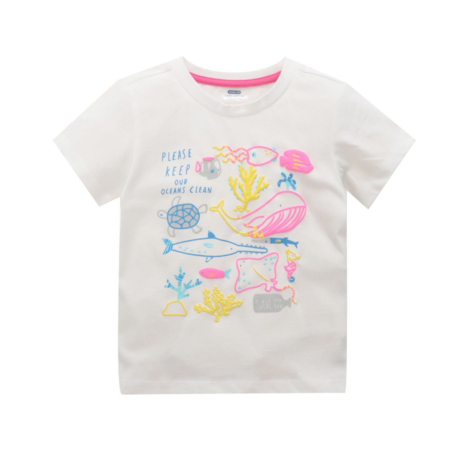 Bjutir T-Shirts For Girls Cute Animals Cartoon Print Short Sleeve Crew ...