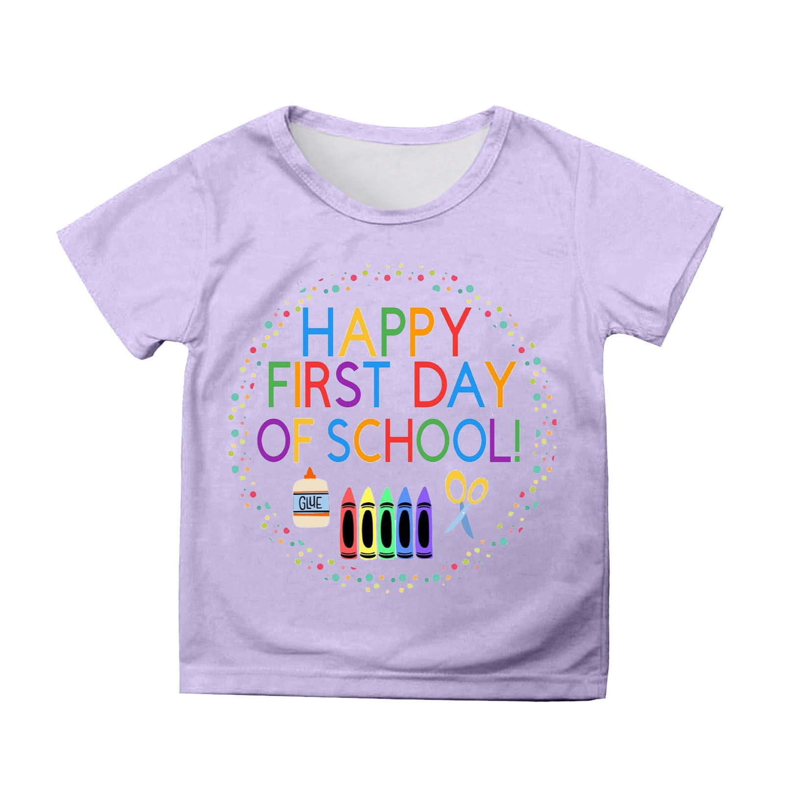 Bjutir T-Shirts For Girls Letter Cartoon Print Short Sleeve Crew Neck ...