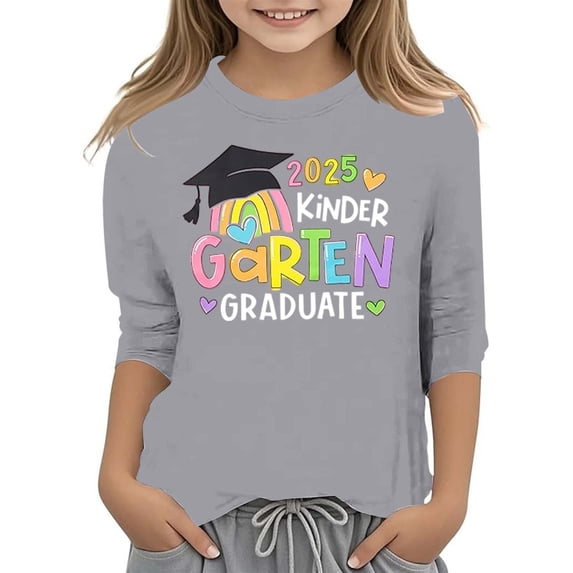 Bjutir T-Shirts For Girls Letter Print 3/4 Sleeve Crew Neck Shirts ...