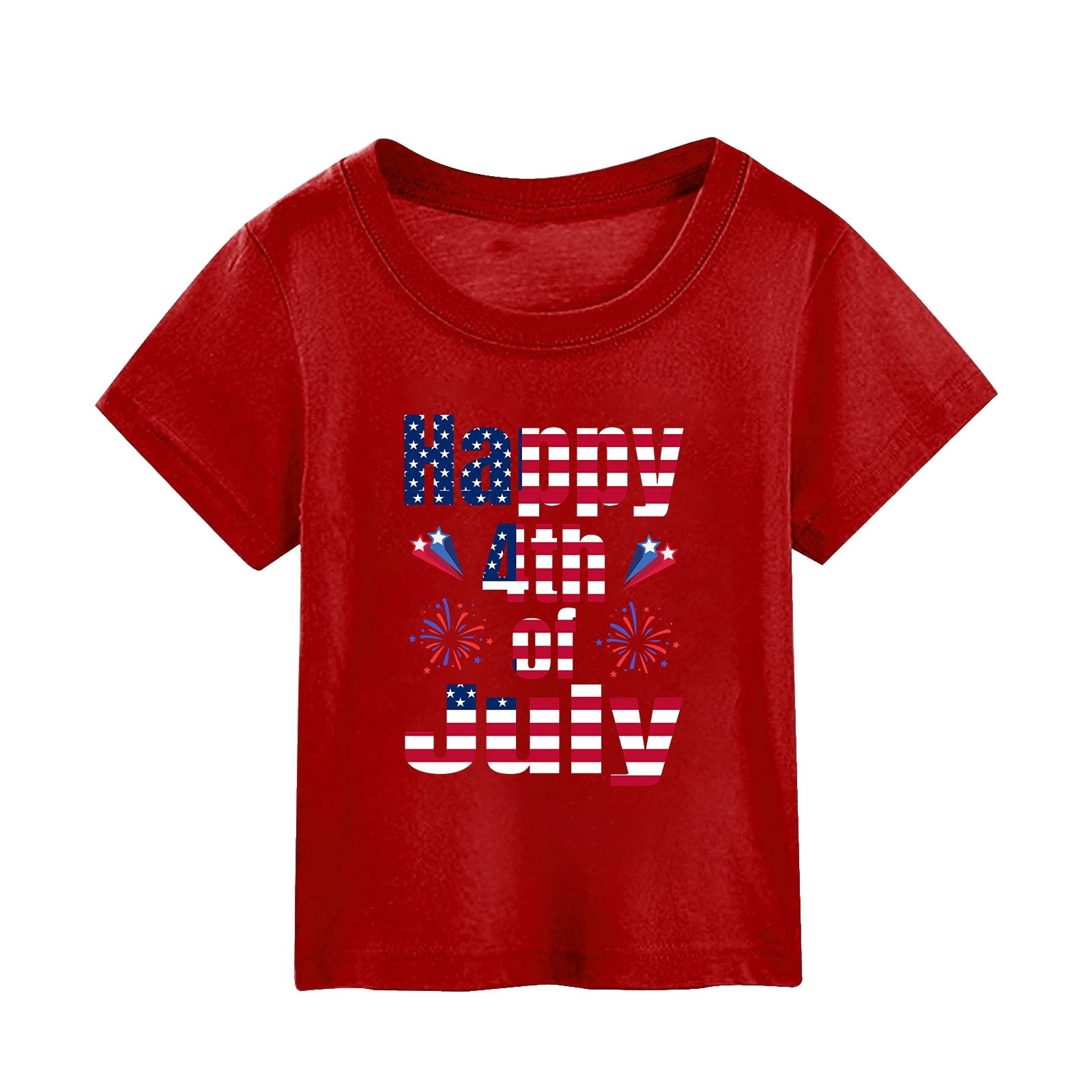 Bjutir T-Shirts For Girls Letter Print 4Th Of July Short Sleeve Crew ...