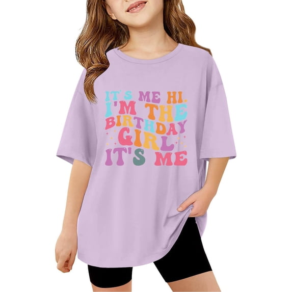 Bjutir T-Shirts For Girls Letter Print Short Sleeve Crew Neck Shirts ...