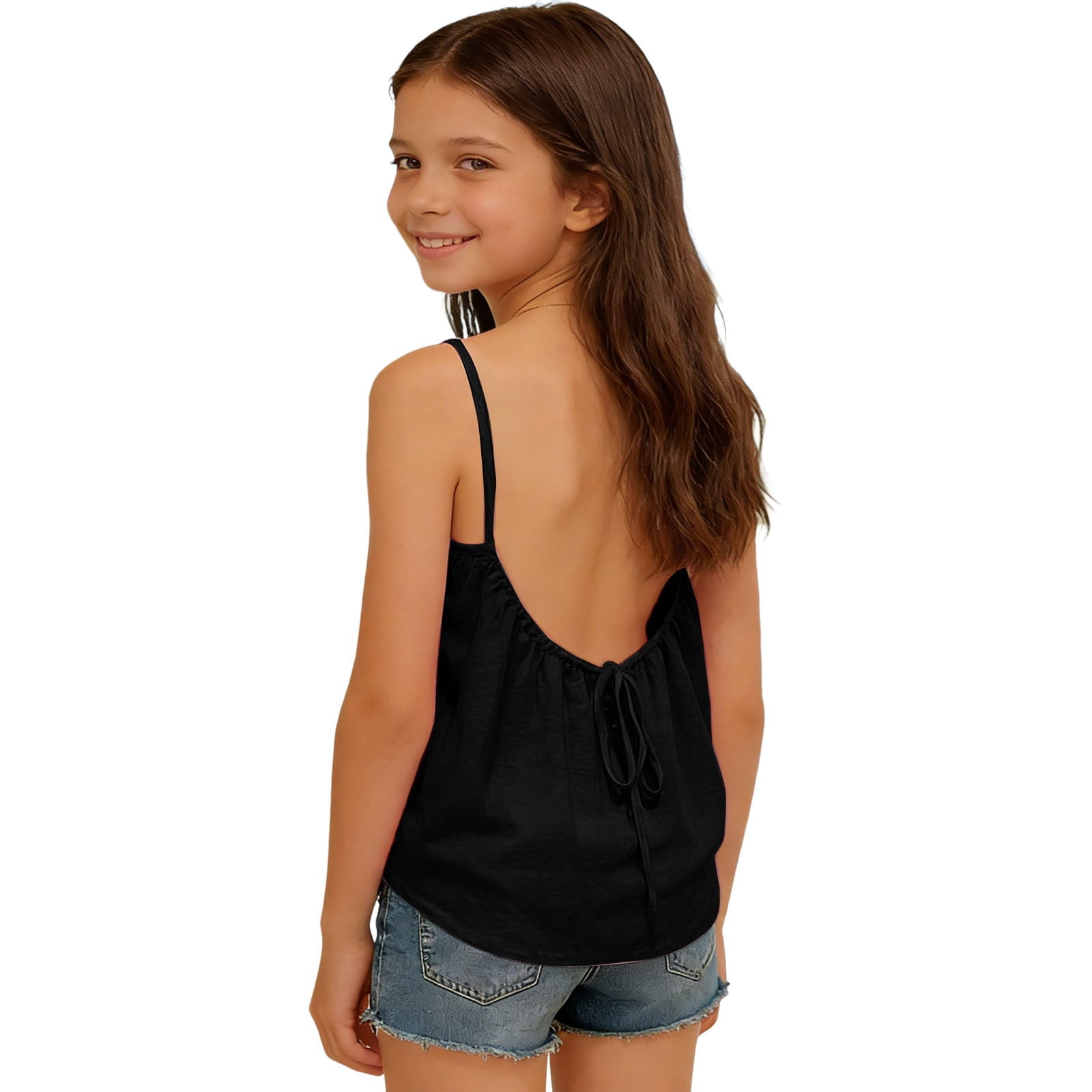 Bjutir T-Shirts For Girls Solid Color Sleeveless Crew Neck Camisole ...