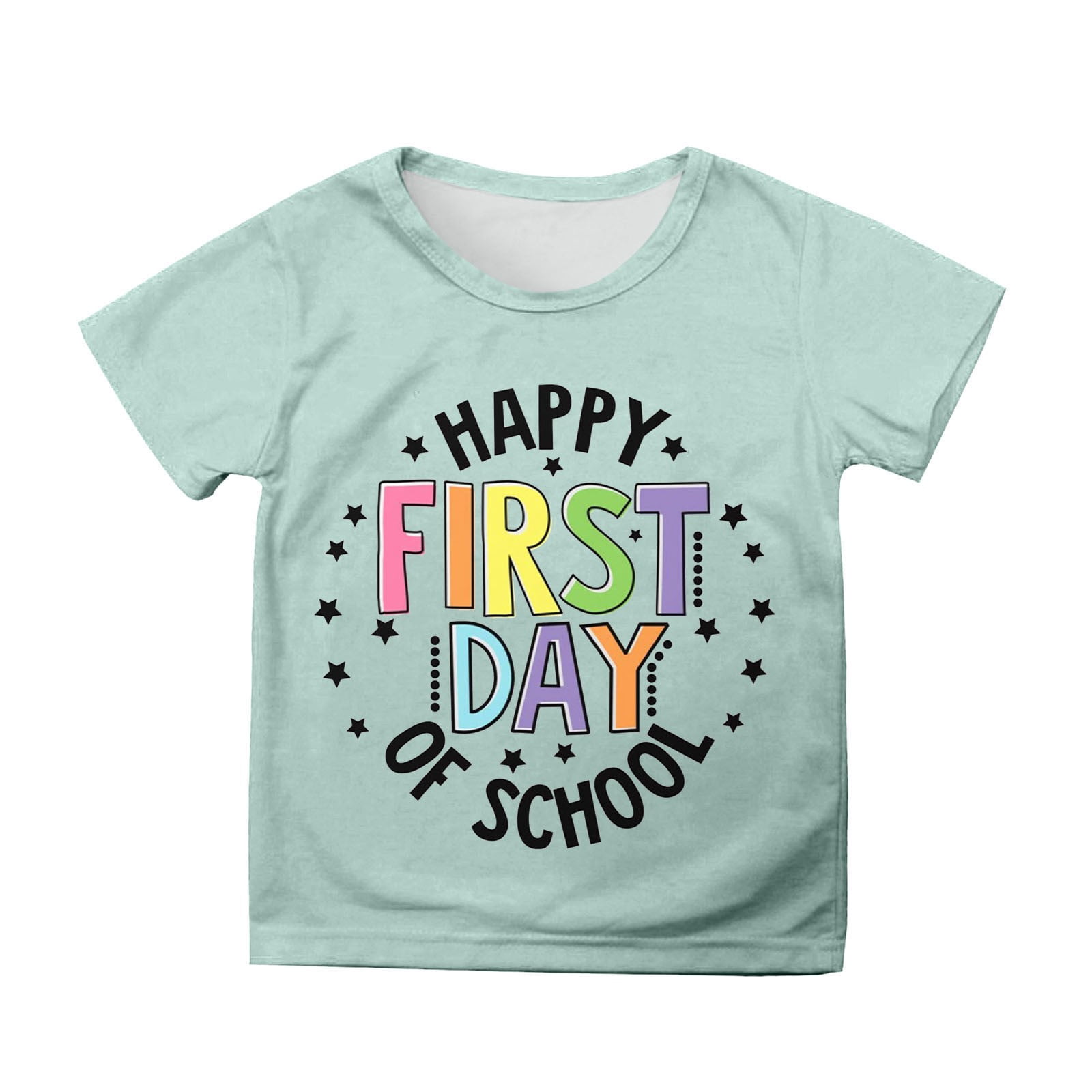 Bjutir Tees For Girls Cartoon Letter Print Short Sleeve Crew Neck Tops ...