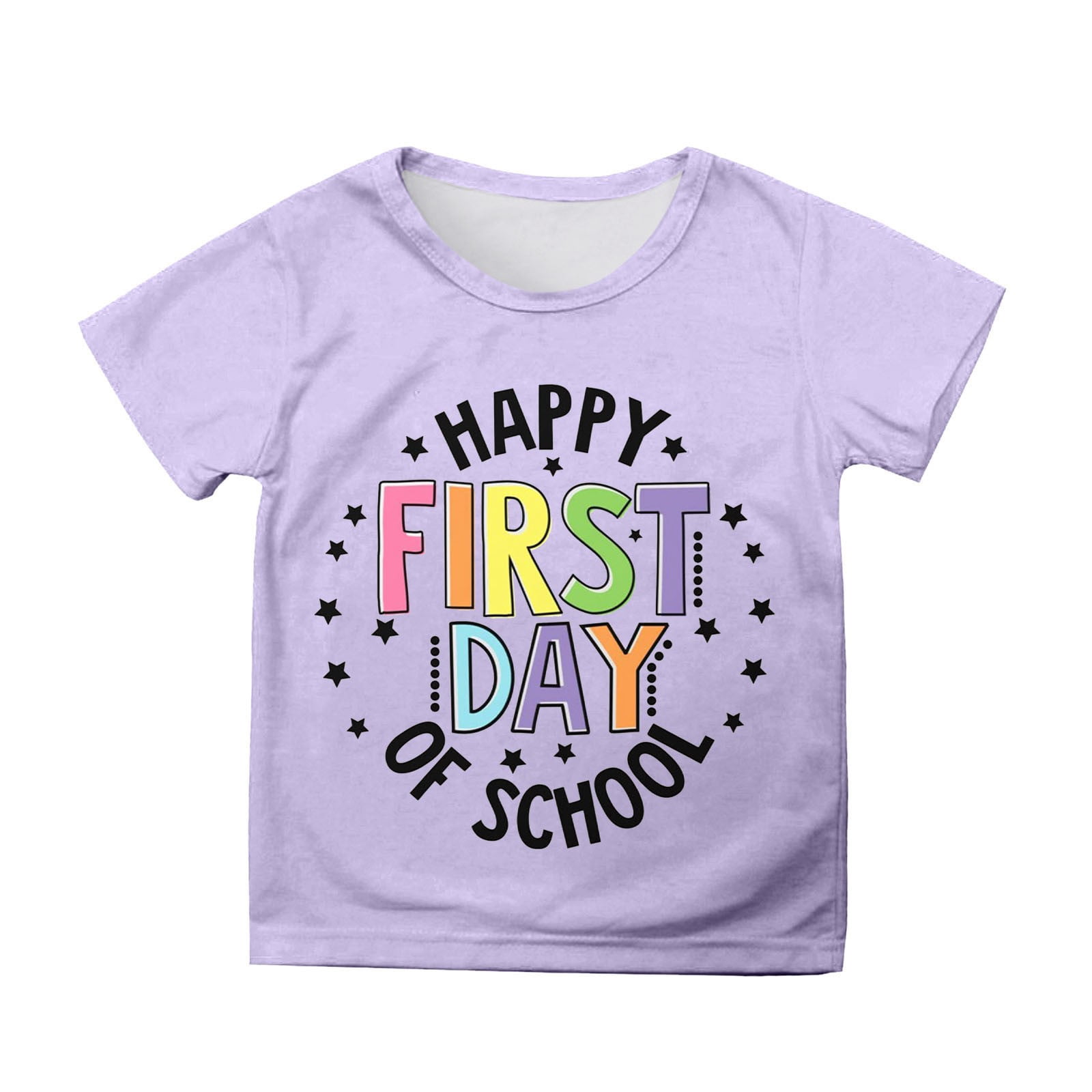 Bjutir Tees For Girls Cartoon Letter Print Short Sleeve Crew Neck Tops ...