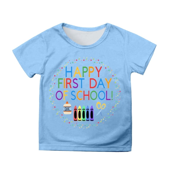 Bjutir Tees For Girls Letter Cartoon Print Short Sleeve Crew Neck Tops ...