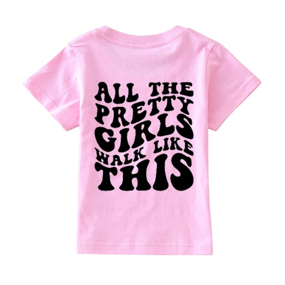 Bjutir Tees For Girls Letter Print Short Sleeve Crew Neck Tops Summer ...