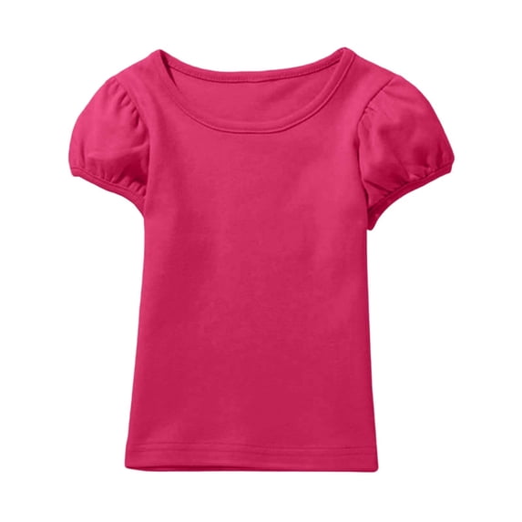 Bjutir Tees For Girls Solid Color Short Sleeve Crew Neck Tops Summer ...