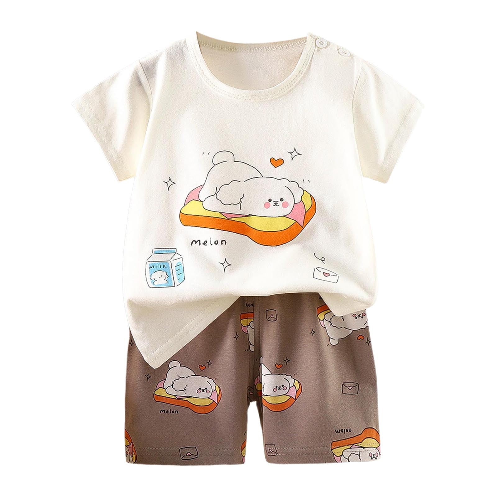 Bjutir Toddler Boys Outfit Set Cartoon Print Short Sleeve Crew Neck ...