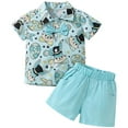Bjutir Toddler Boys Outfit Set Cartoon Print Short Sleeve Lapel Neck ...