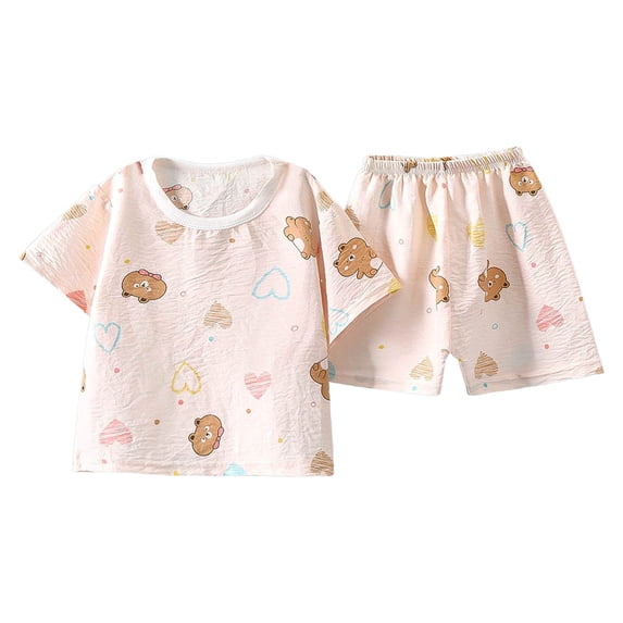 Bjutir Toddler Girls Outfit Set Cloud Cartoon Print Short Sleeve Crew ...