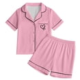 Bjutir Toddler Girls Outfit Set Heart Print Short Sleeve Lapel Neck ...