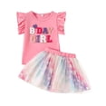 Bjutir Toddler Girls Outfit Set Letter Print Short Sleeve Crew Neck T ...