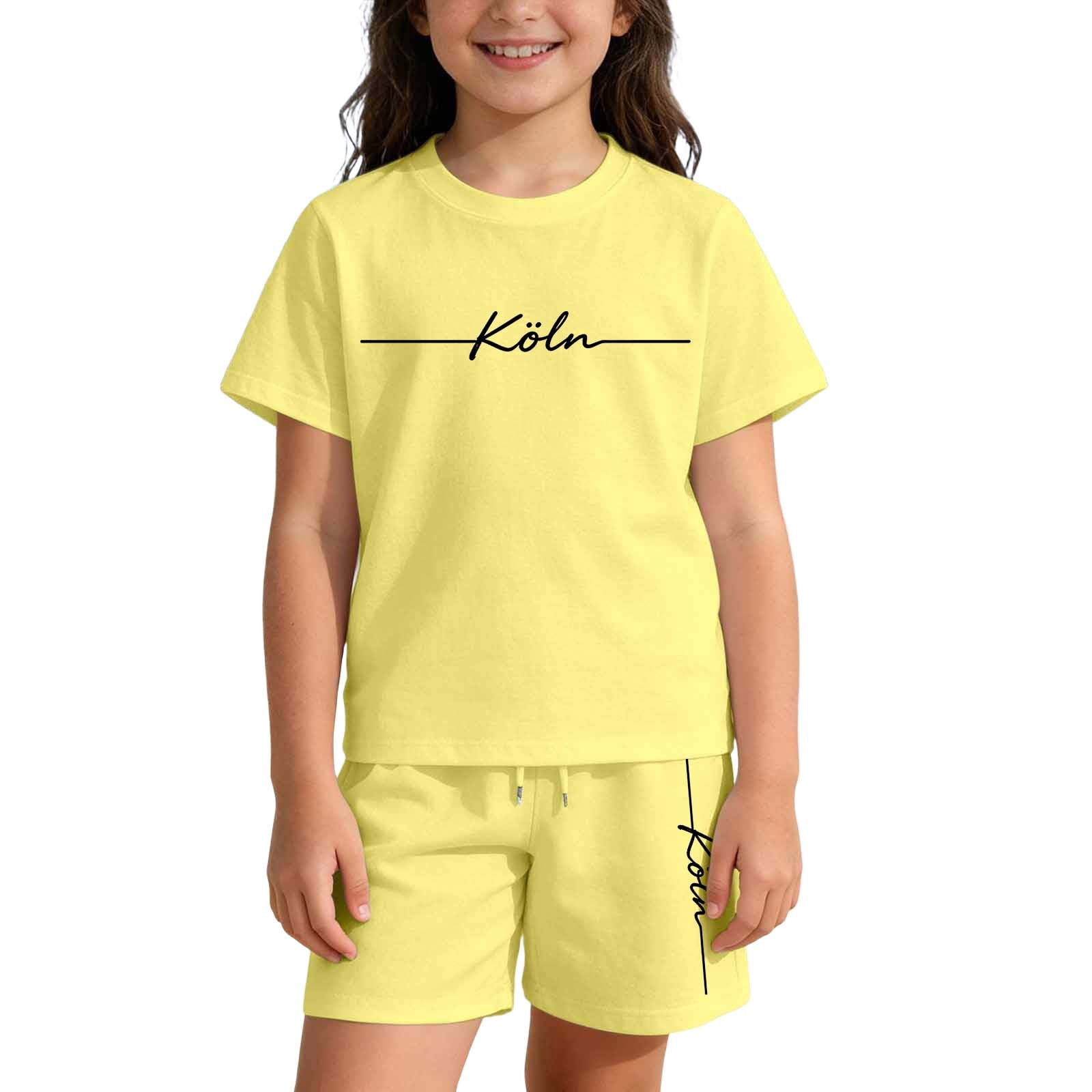Glisme Toddler Girls Outfit Set Letter Print Short Sleeve Crew Neck ...