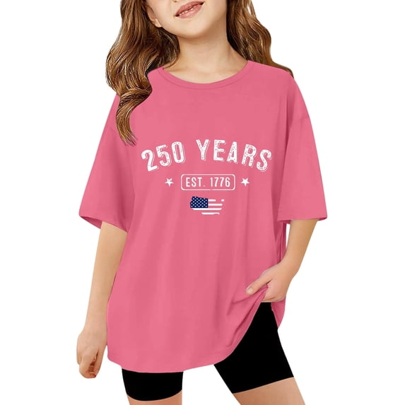 Bjutir Toddler Girls Tops Summer 250Th Anniversary Letter Print Short ...