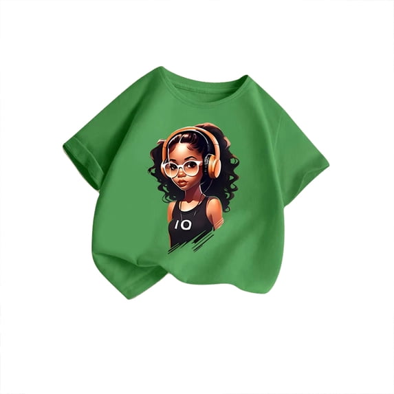 Bjutir Toddler Girls Tops Summer Graphic Print Short Sleeve Crew Neck ...