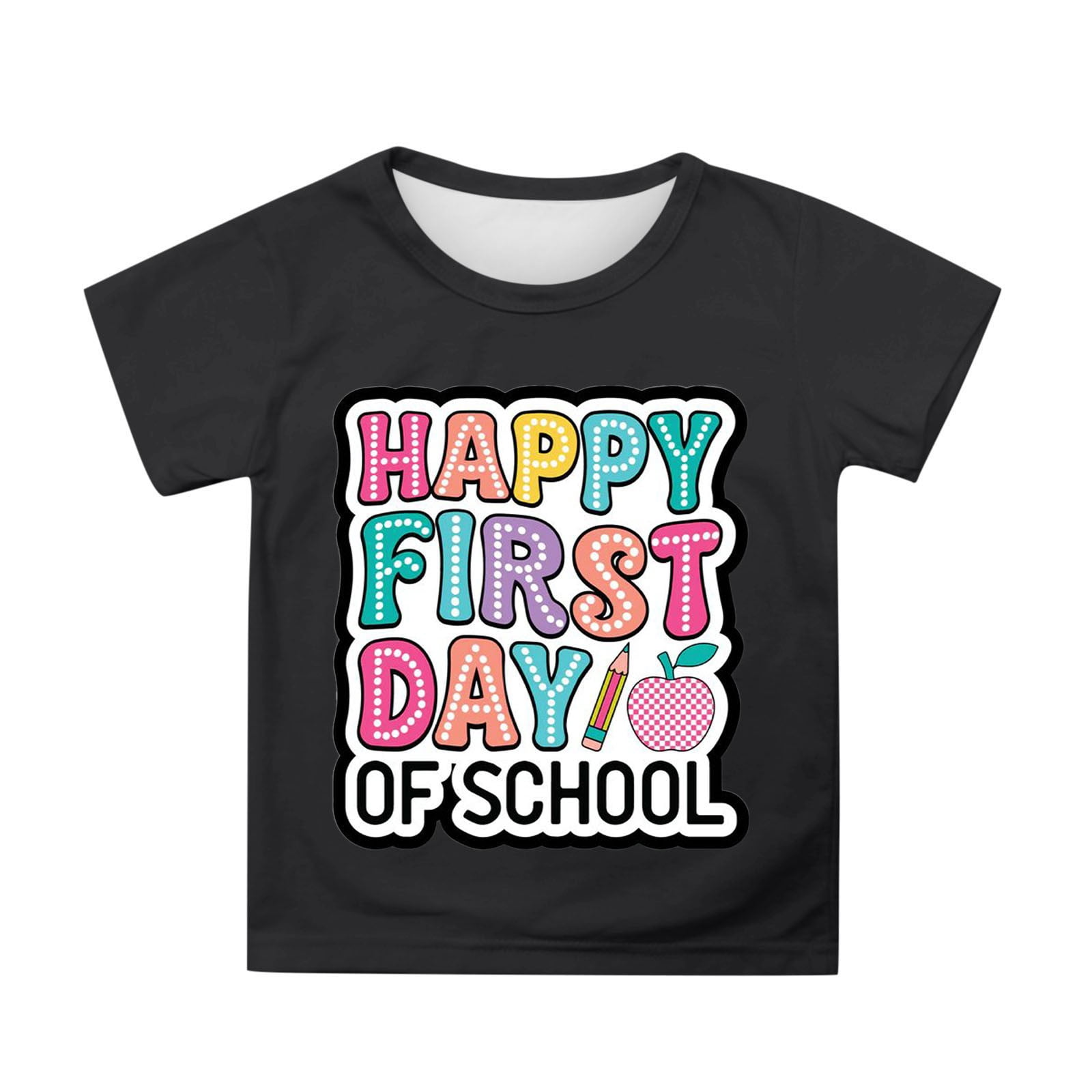 Bjutir Toddler Girls Tops Summer Letter Cartoon Print Short Sleeve Crew ...