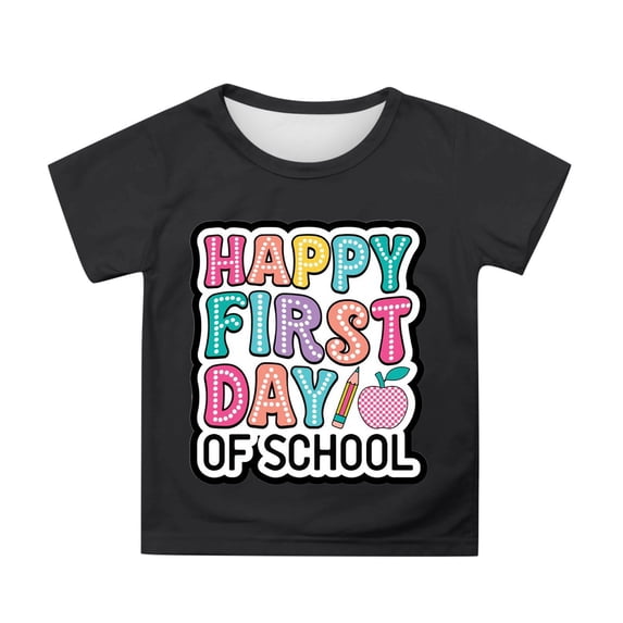 Bjutir Toddler Girls Tops Summer Letter Cartoon Print Short Sleeve Crew ...