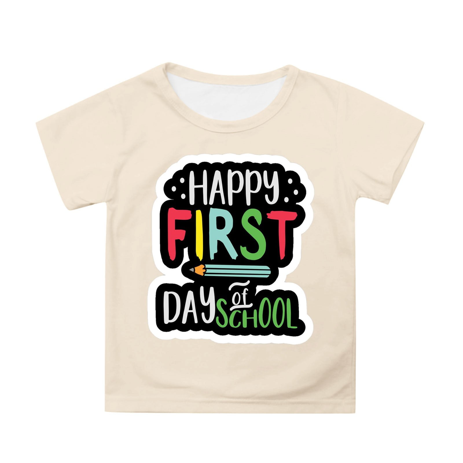Bjutir Toddler Girls Tops Summer Letter Cartoon Print Short Sleeve Crew ...
