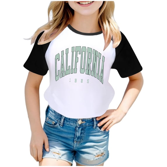 Bjutir Toddler Girls Tops Summer Letter Print Short Sleeve Crew Neck ...