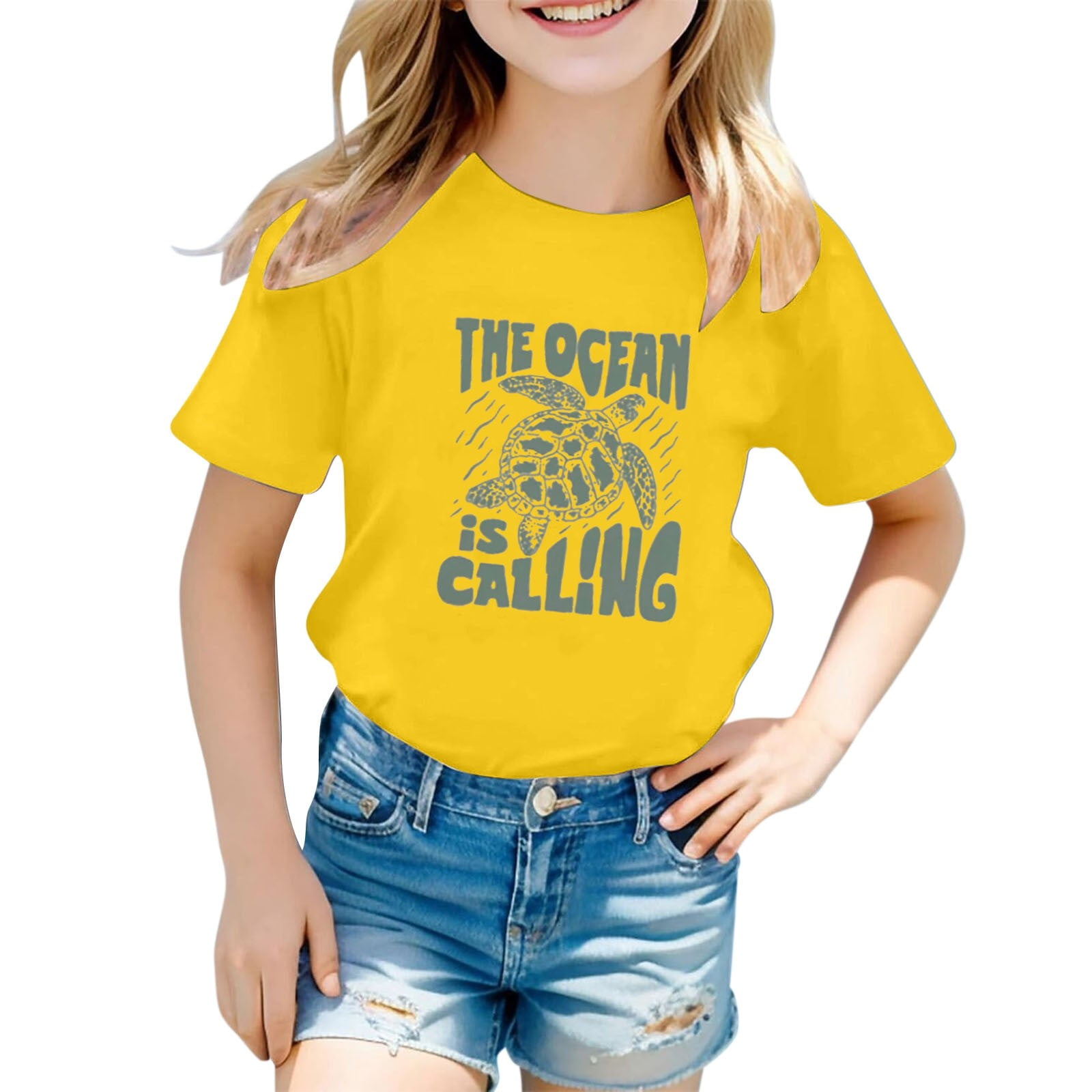 Bjutir Toddler Girls Tops Summer Letter Print Short Sleeve Crew Neck ...